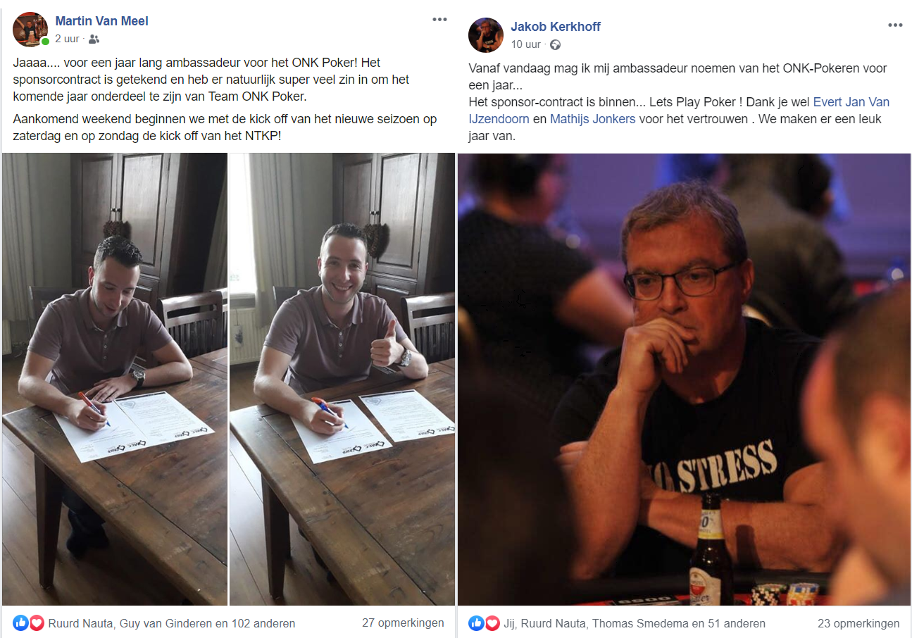 Martin van Meel en Jakob Kerkhoff tekenen sponsordeal | ONK Poker